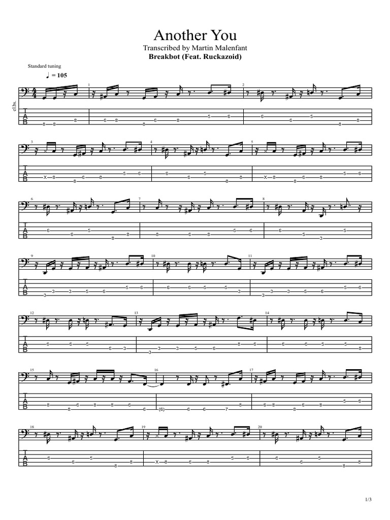 Breakbot Feat Ruckazoid - Another You (Bass Tab) | PDF | Musical Instruments | String Instruments