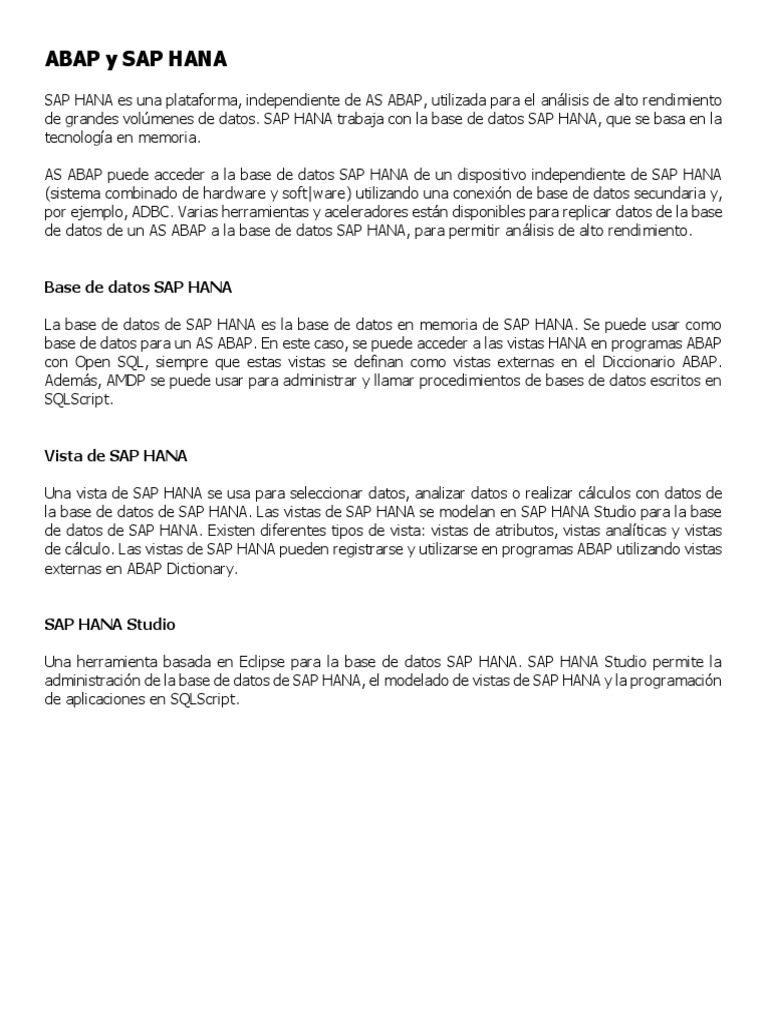 ABAP y SAP HANA | PDF