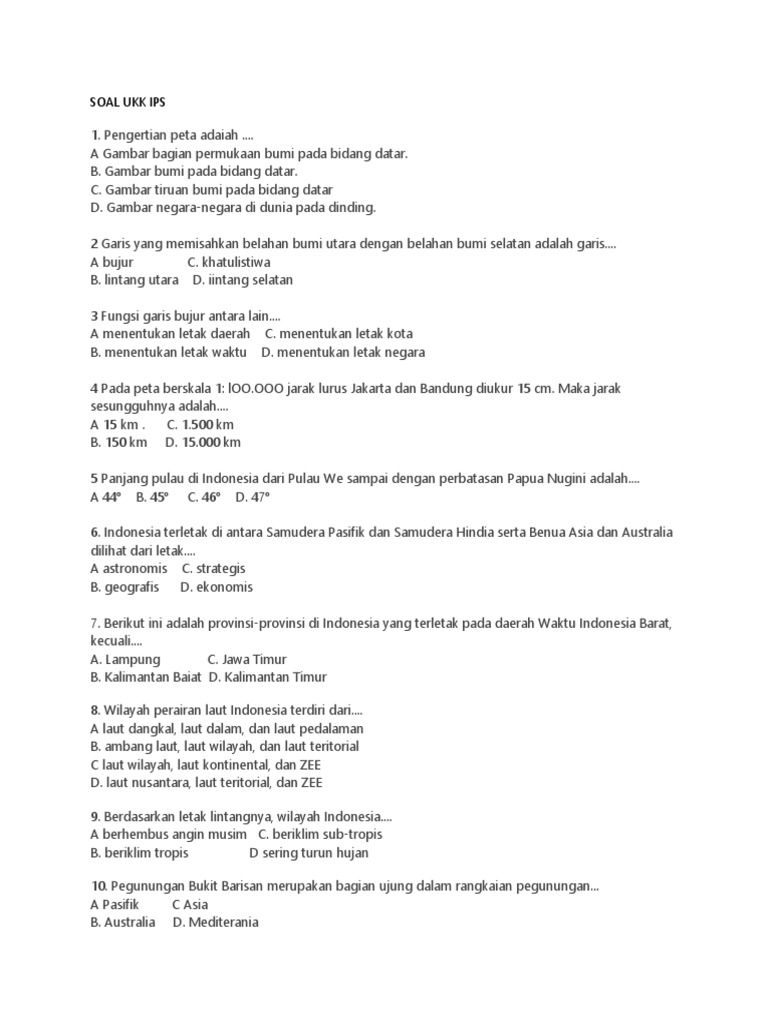 Contoh SOAL UKK IPS KTSP | PDF