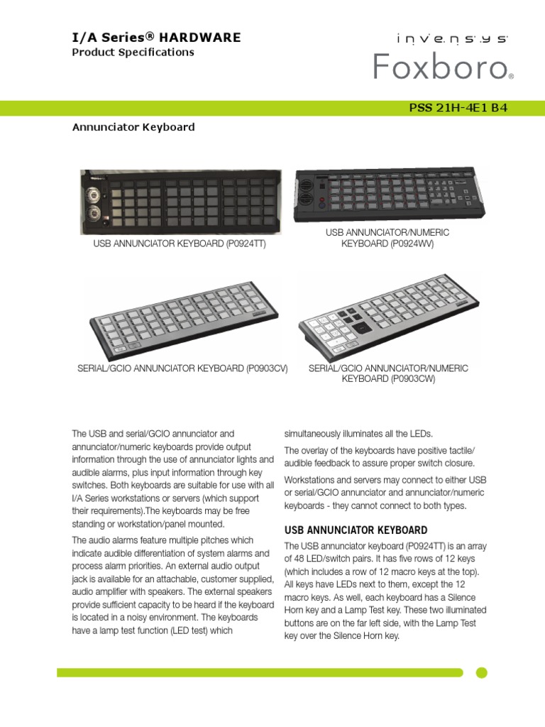 21h4e1b4 Annunciator Keyboard | PDF | Usb | Computer Keyboard