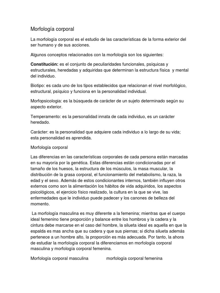 Morfología Corporal | PDF