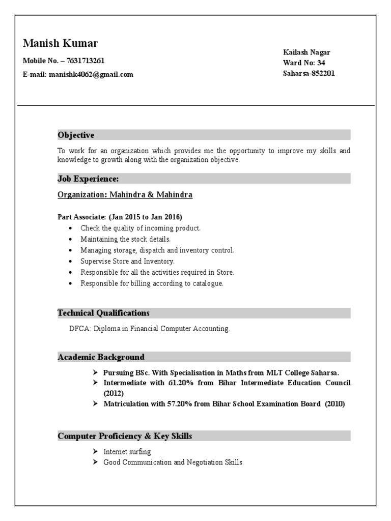 Manish Resume | PDF | Cognition | Learning