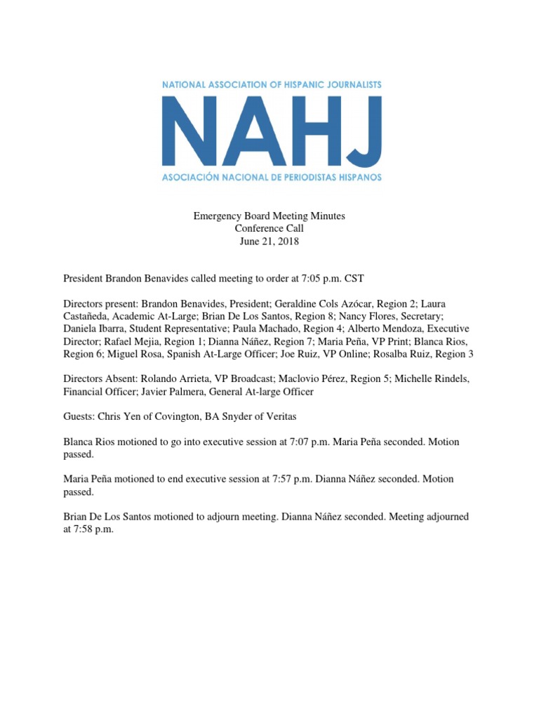 6.21.18 Emergency Meeting Minutes