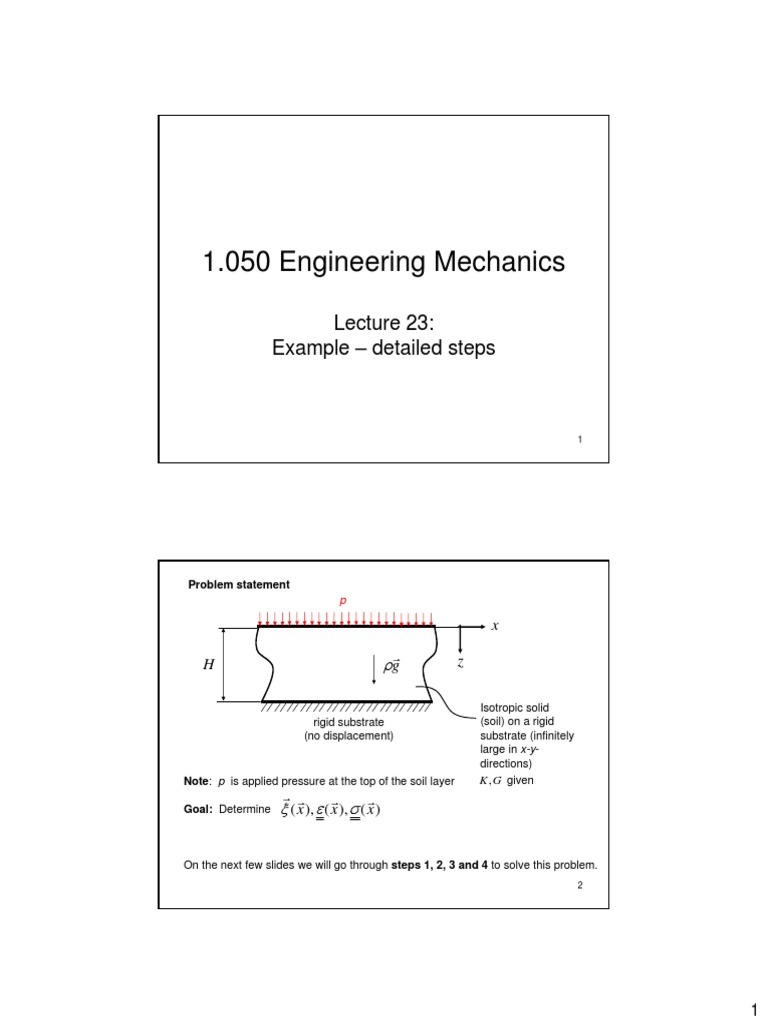 1.050 Engineering Mechanics: Example - Detailed Steps | PDF | Stress ...