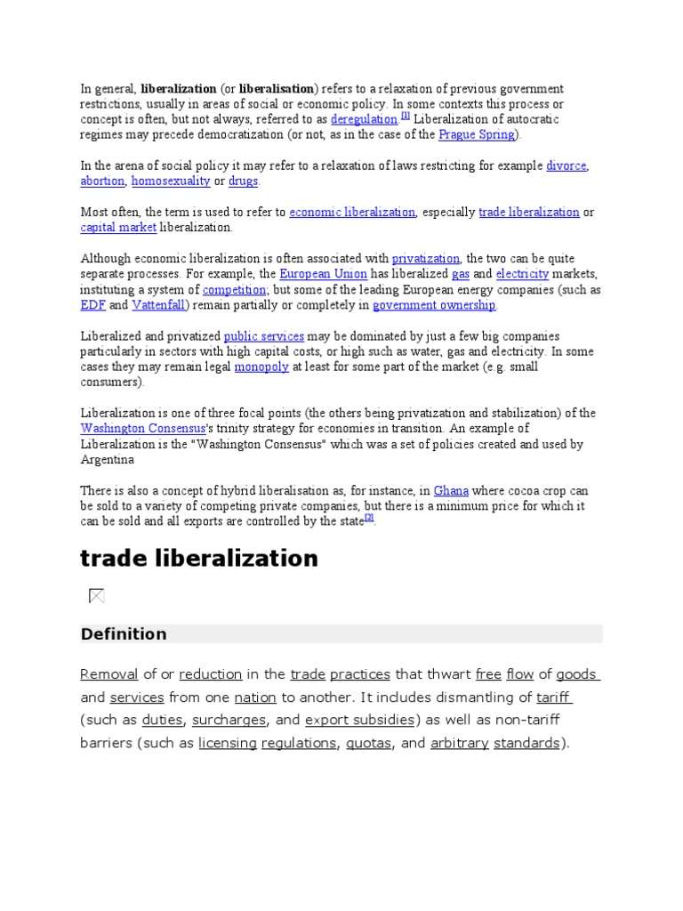 Trade Liberalization | PDF | Liberalization | Opec