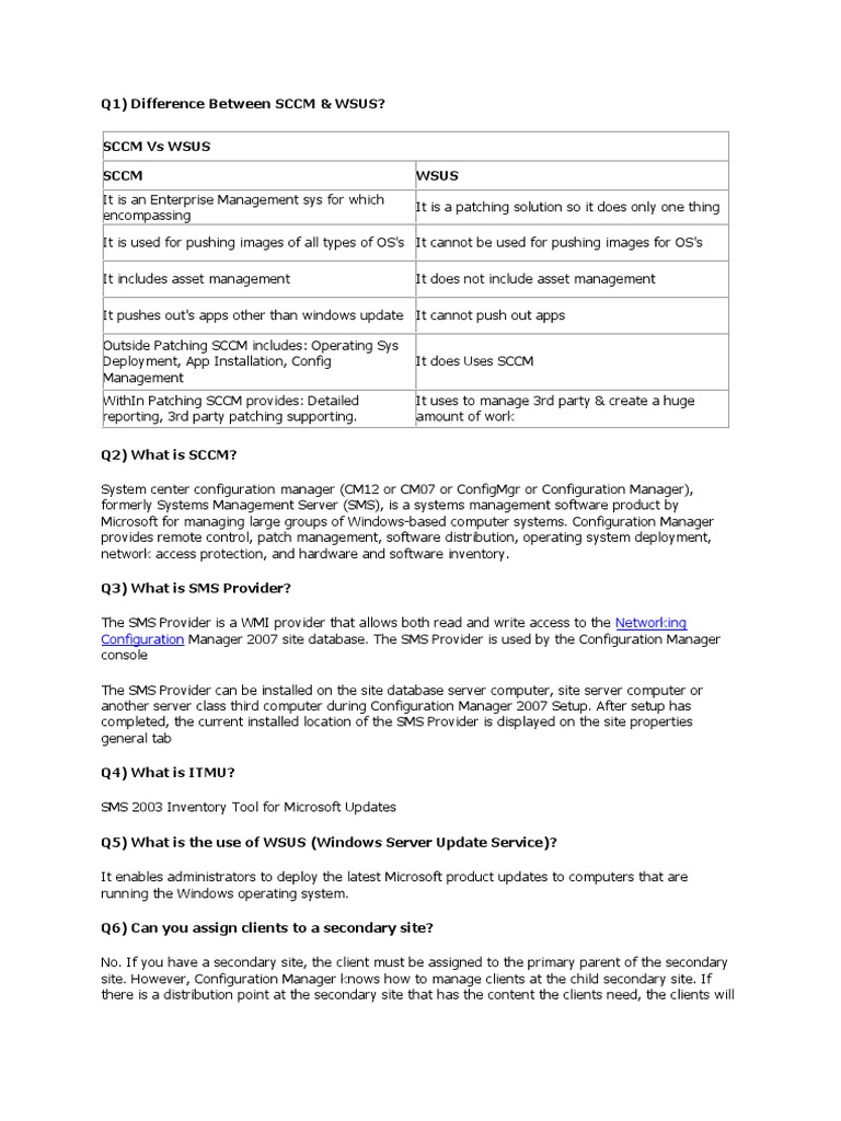 SCCM Interview Questions and Answers | PDF | Active Directory ...
