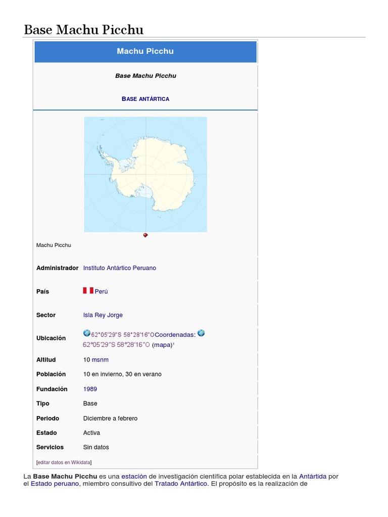Base Machu Picchu La Antartida | PDF | Naturaleza