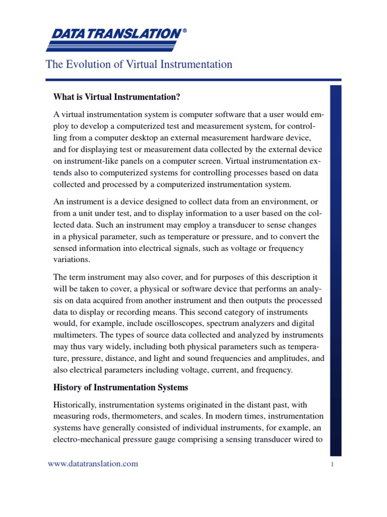 Evolution of Virtual Instrumentation | PDF | Instrumentation | Computer ...