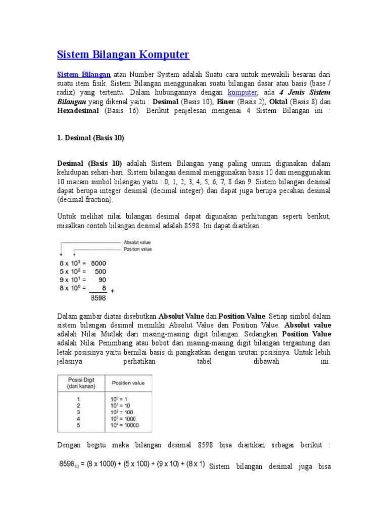 Sistem Bilangan Komputer | PDF | Sains & Matematika