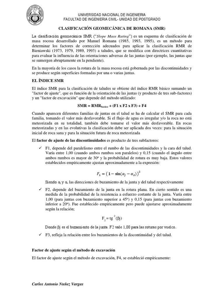 Clasificacion SMR | PDF | Ingeniero civil | Ingeniería geotécnica