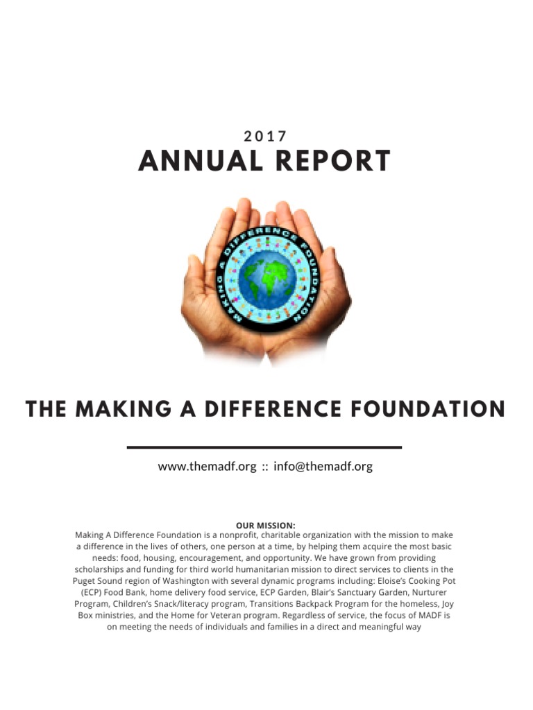 2017 Annual Report: Making A Difference | PDF | Food Bank | Homelessness