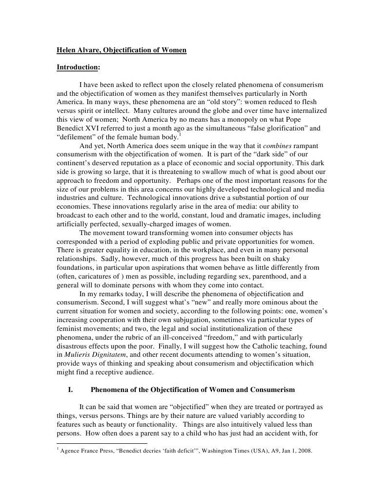 Objectification of Women | PDF | Woman | Marriage