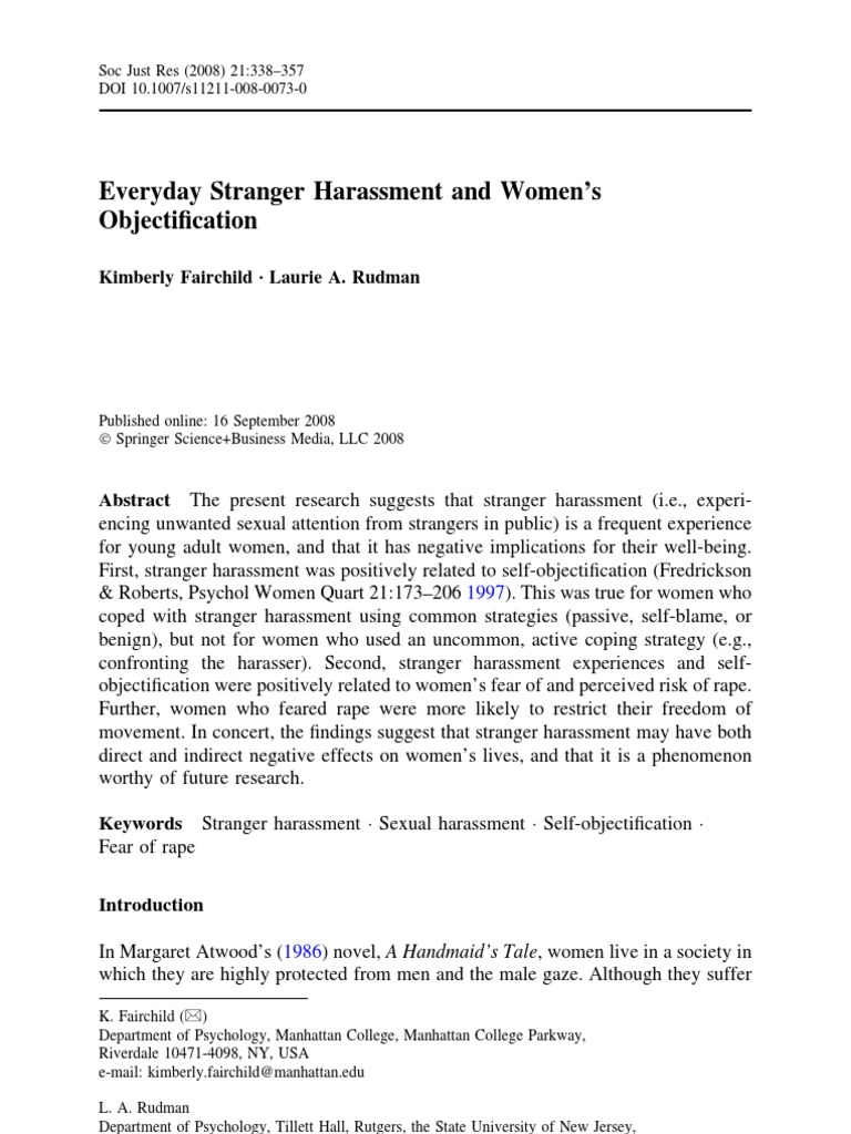 Objectification and Harrassment | PDF | Rape | Behavioural Sciences