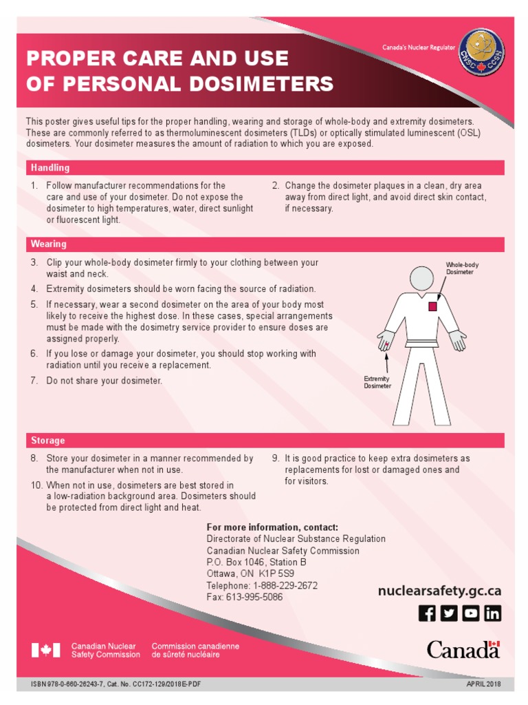 Proper Care and Use of Personal Dosimeters: Handling | PDF | Dosimetry ...