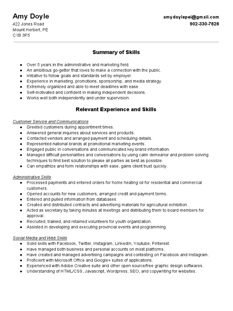 Amy Doyle - Resume - September 2017 | PDF | Career & Growth | Business