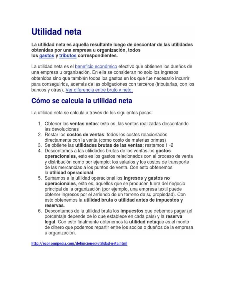 Utilidad Neta | Beneficio (economía) | Impuestos