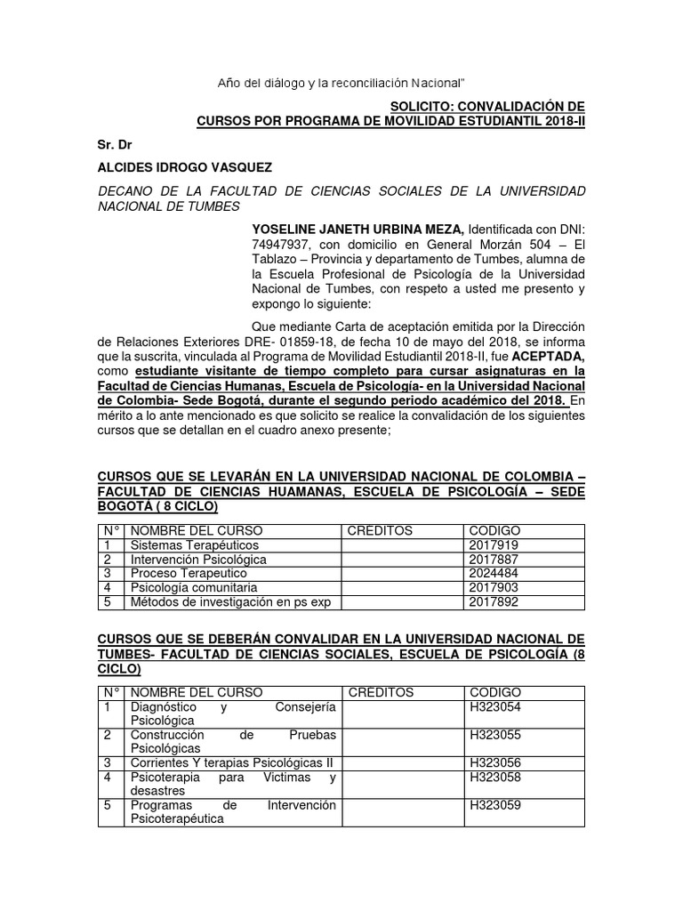 Modelo de Convalidacion | PDF | Universidad | Sicología