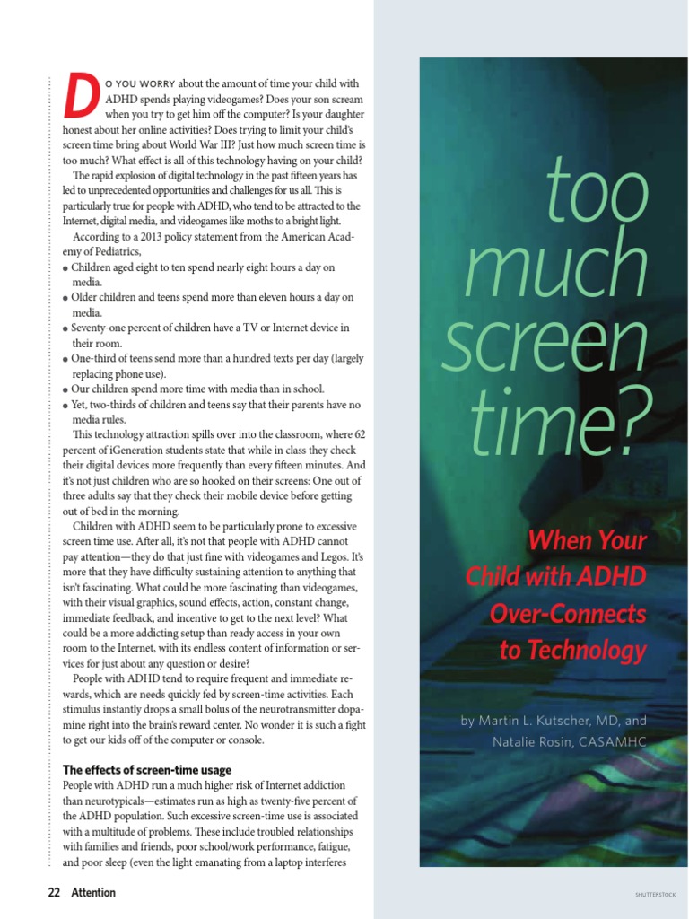 Too Much Screen Time | PDF | Cognitive Behavioral Therapy | Dialectical ...
