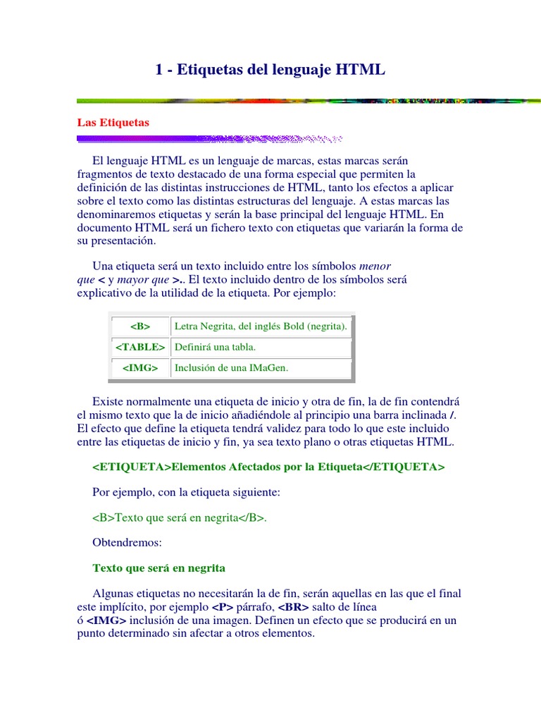 Etiquetas HTML | PDF | HTML | Lenguaje de programación