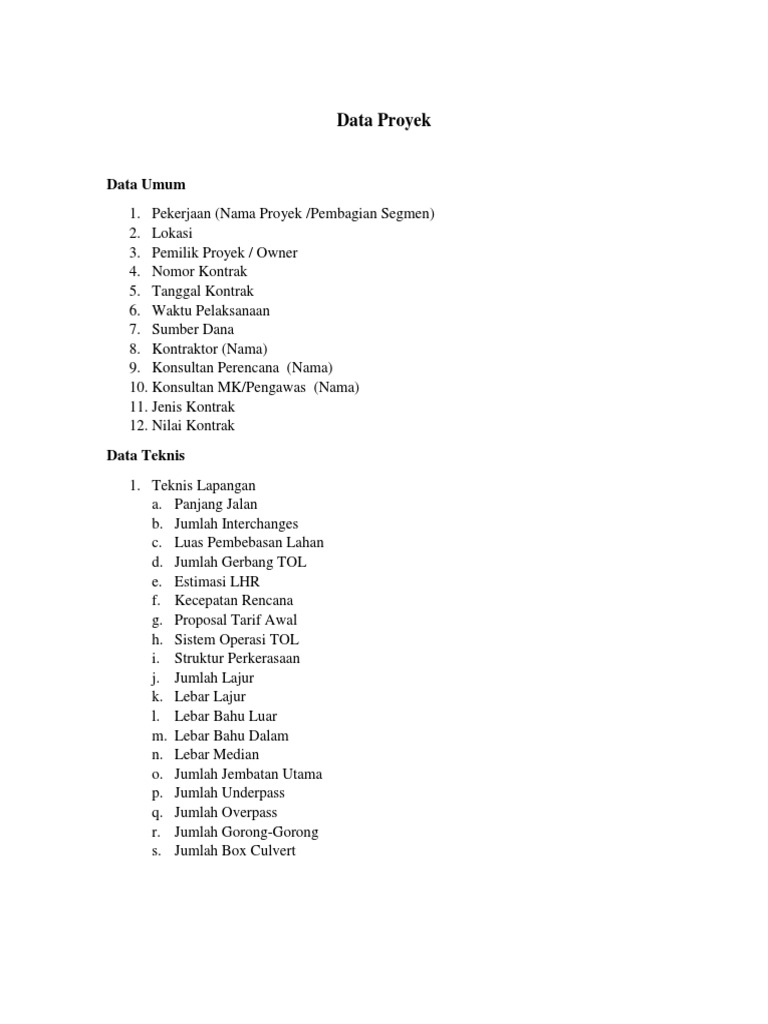 Data Proyek | PDF