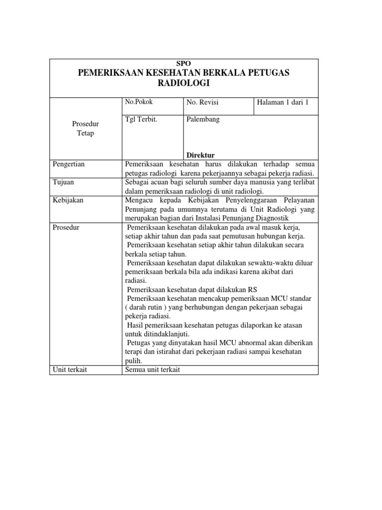 Spo Pemeriksaan Berkala Petugas Radiologi | PDF