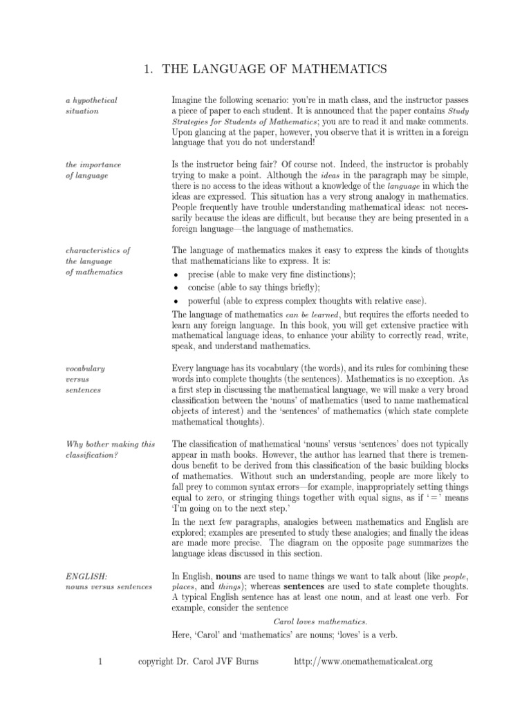 The Language of Mathematics | PDF | Ambiguity | Teaching Mathematics