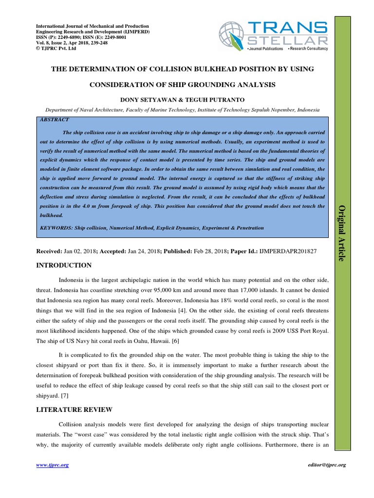 The Determination of Collision Bulkhead Position by Using Consideration ...