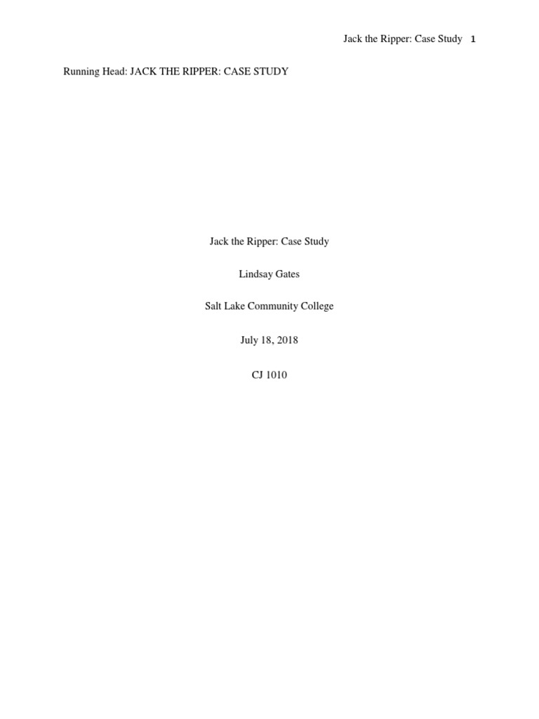 Jack The Ripper Case Study | PDF | Jack The Ripper | Criminal Homicide