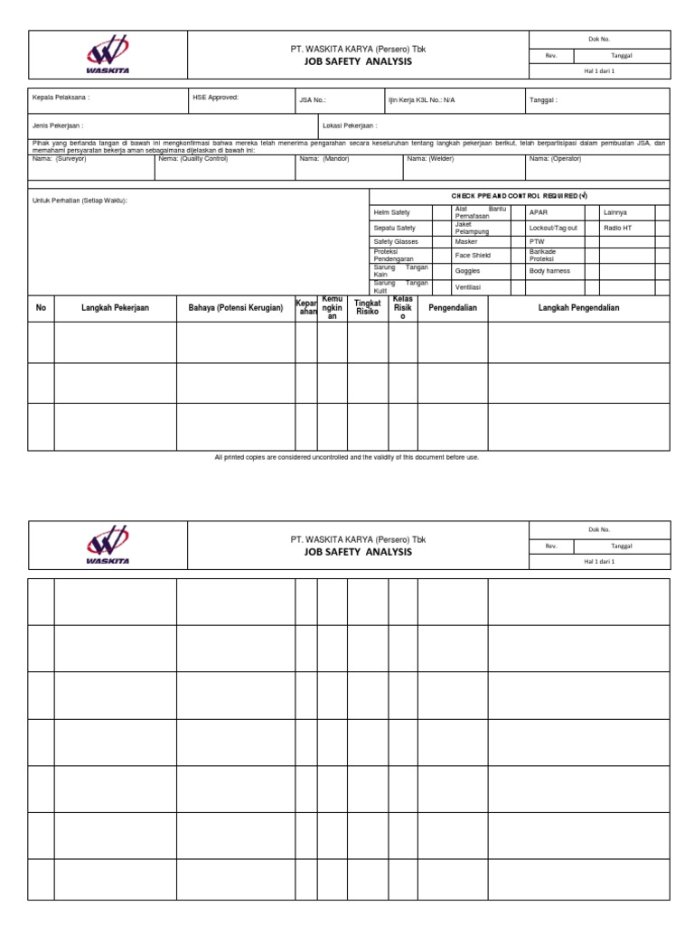 Template JSA Blank | PDF
