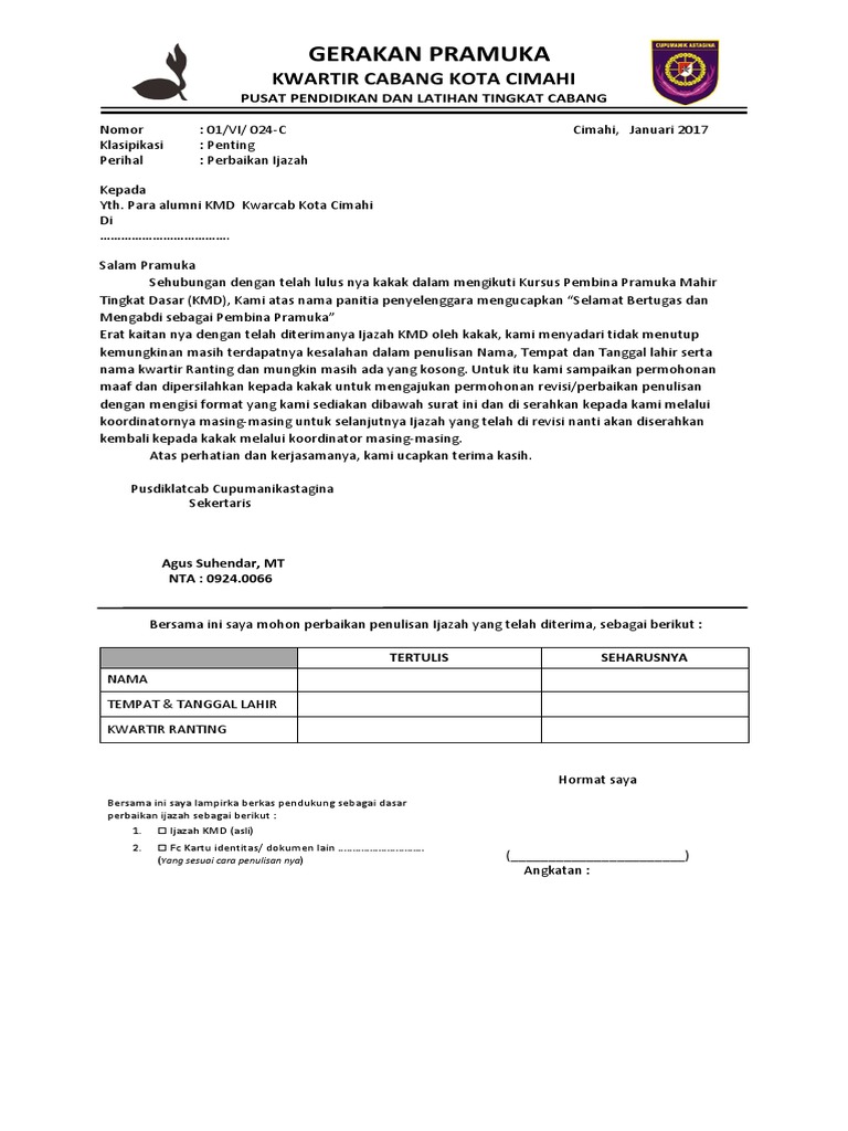 Surat Revisi Ijazah KMD 9 | PDF