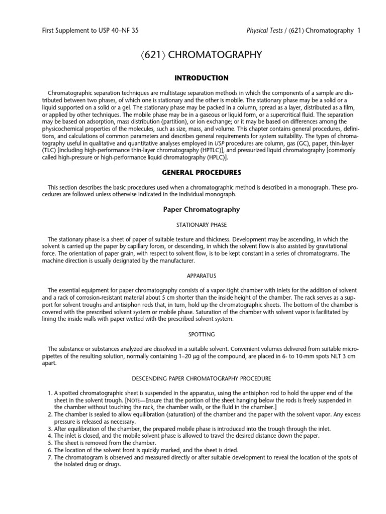 First Supplement To USP 40-NF 35 PDF | PDF | Chromatography | High ...
