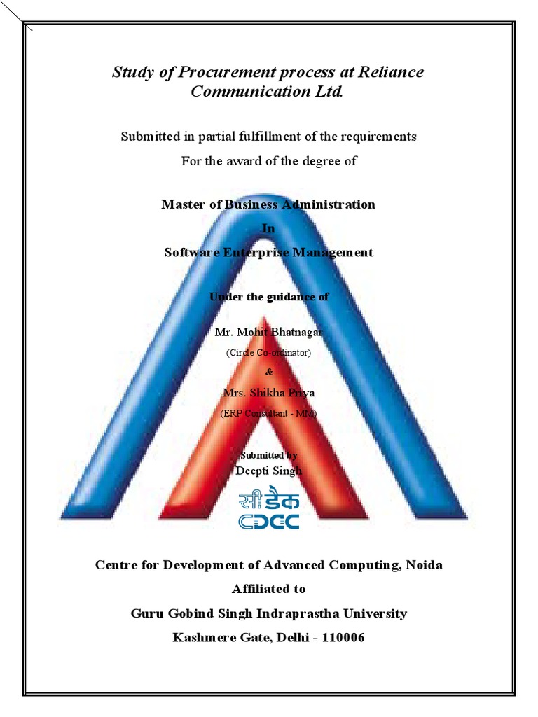 Reliance Procurement Process Study | PDF | Receipt | Invoice