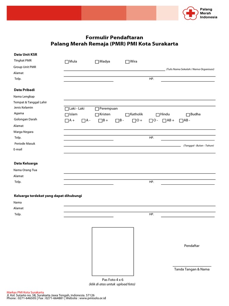 Formulir Pendaftaran PMR | PDF