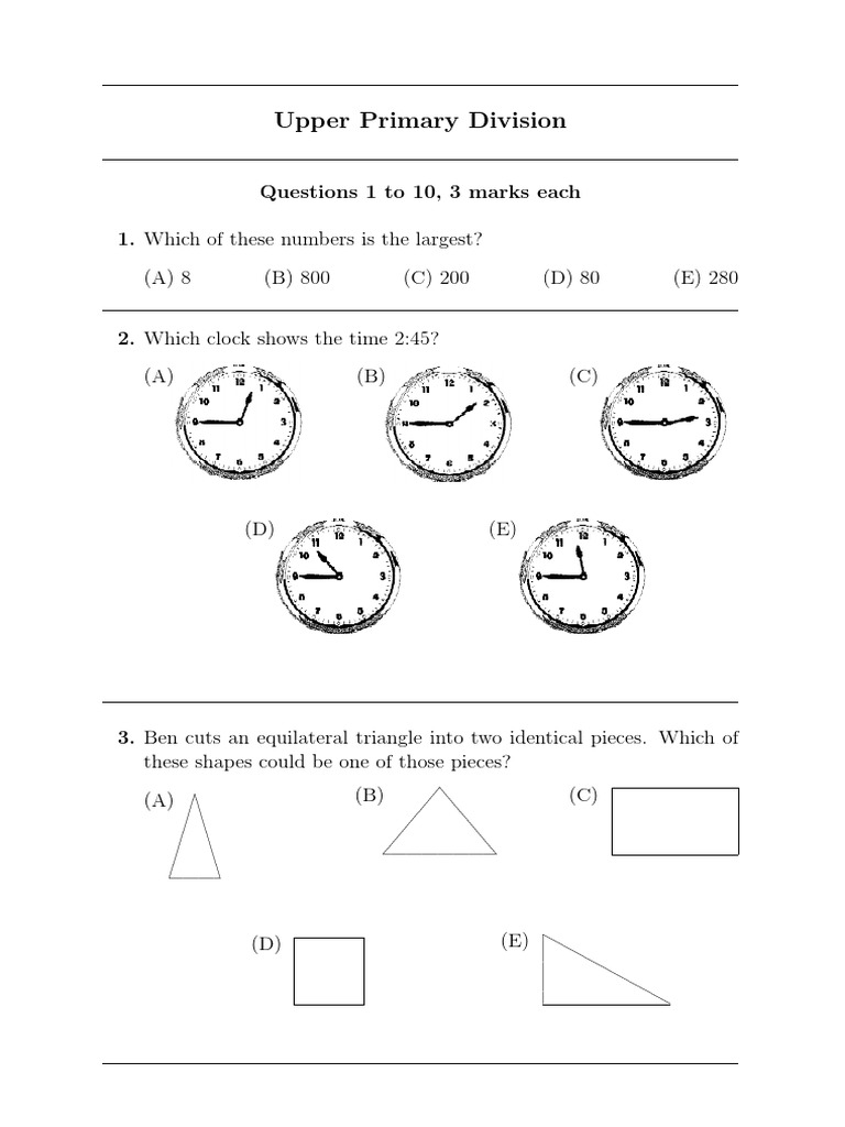 AMC 2008 Upper Primary 7 | PDF | Teaching Mathematics