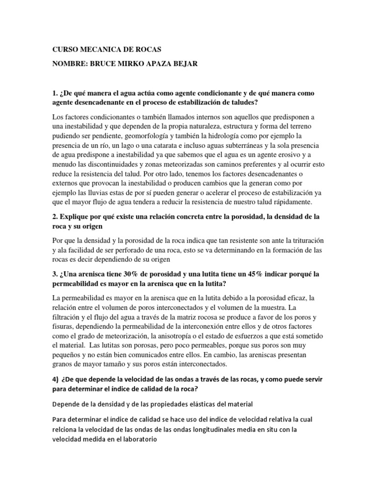 Rocasss | PDF | Roca (geología) | Anisotropía