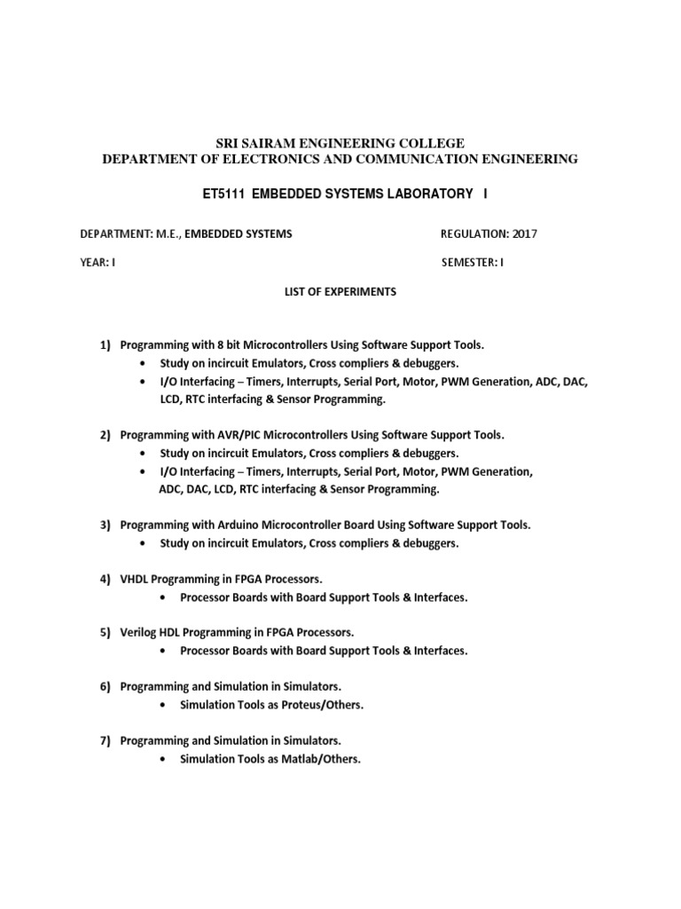 Embedded Systems Lab Manual 2017 | PDF | Art | Computers
