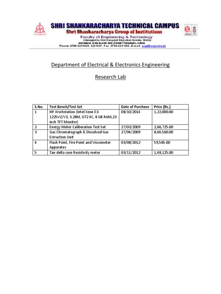 Department of Electrical & Electronics Engineering Research Lab | PDF