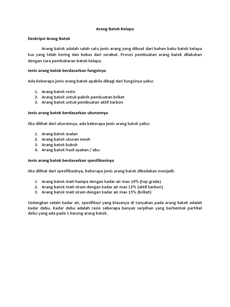 Deskripsi Proses Arang Batok Kelapa | PDF