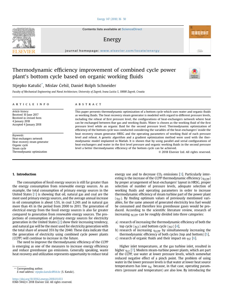 Thermodynamic Optimization of Bottoming Cycle | PDF | Energy ...