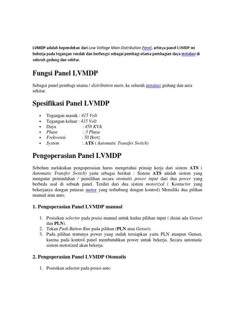 Spesifikasi LVMDP | PDF