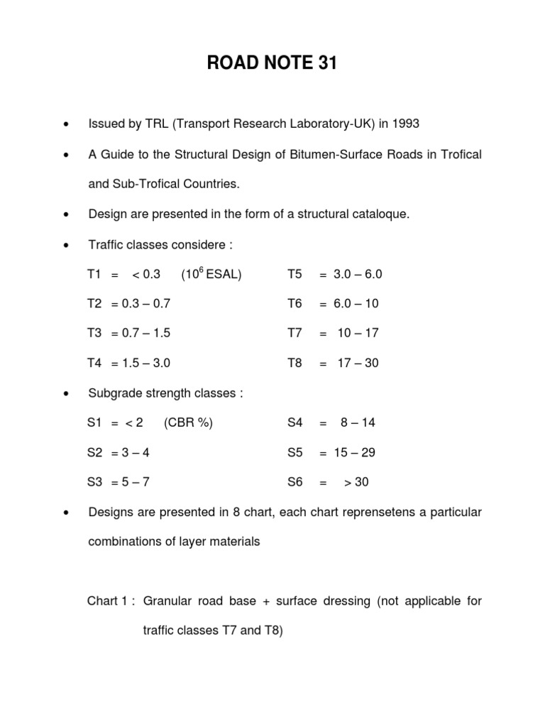 Comparison Between Road Note 31 & 29 | PDF | Road Surface | Materials