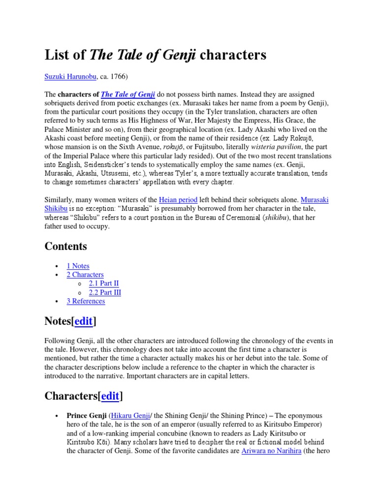 List of The Tale of Genji Characters | PDF