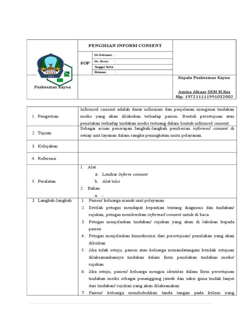 21 Sop Pengisian Inform Consent | PDF