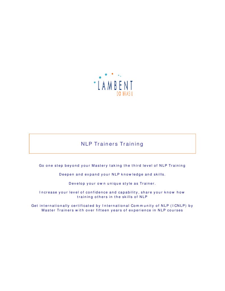 En Nlp Trainers Training Pdf Neuro Linguistic Programming