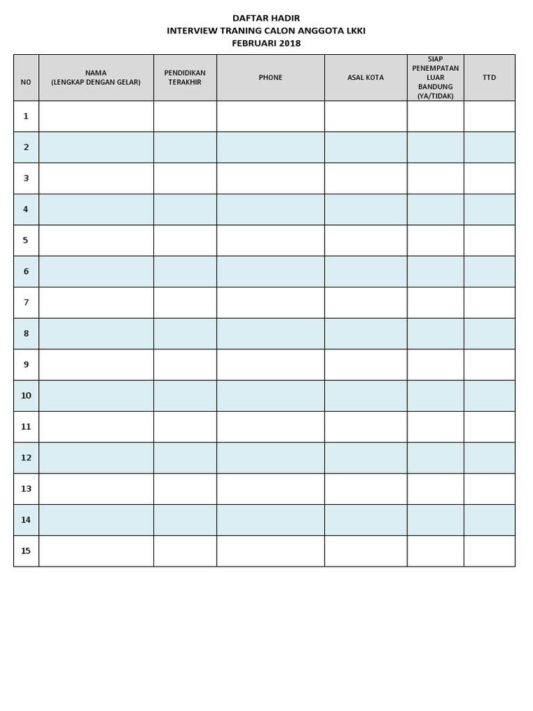 Daftar Hadir Interview | PDF
