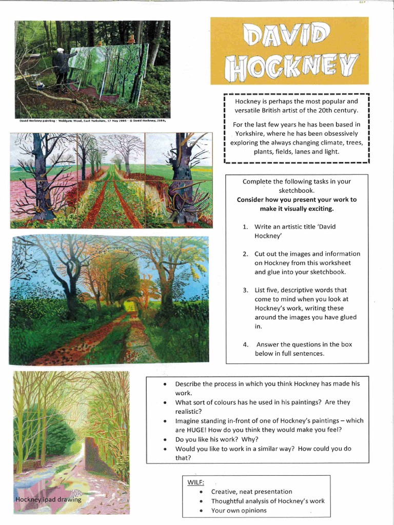 David Hockney Worksheet | PDF