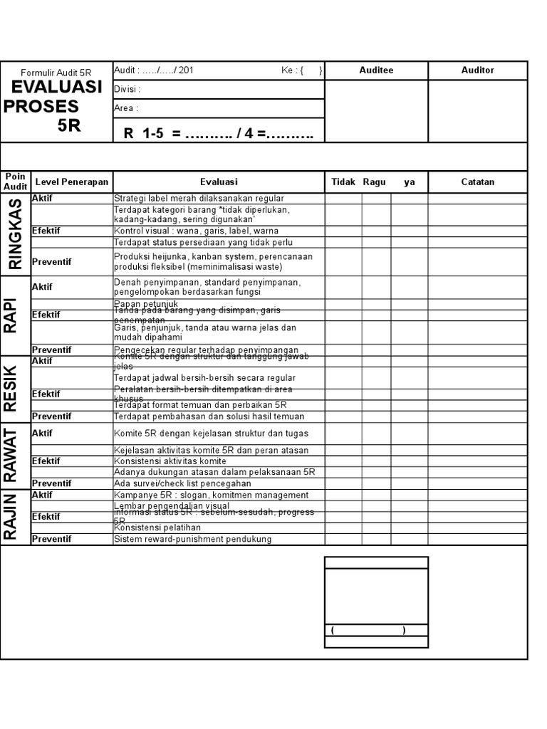 Form Proses 5R | PDF