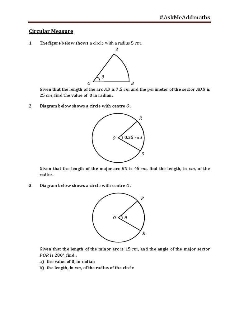 SPM F5 C8: Circular Measure | PDF | Angle | Elementary Mathematics
