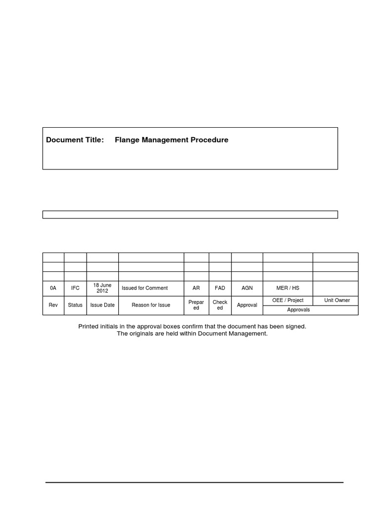 Document Title: Flange Management Procedure | PDF | Screw | Pipe (Fluid ...