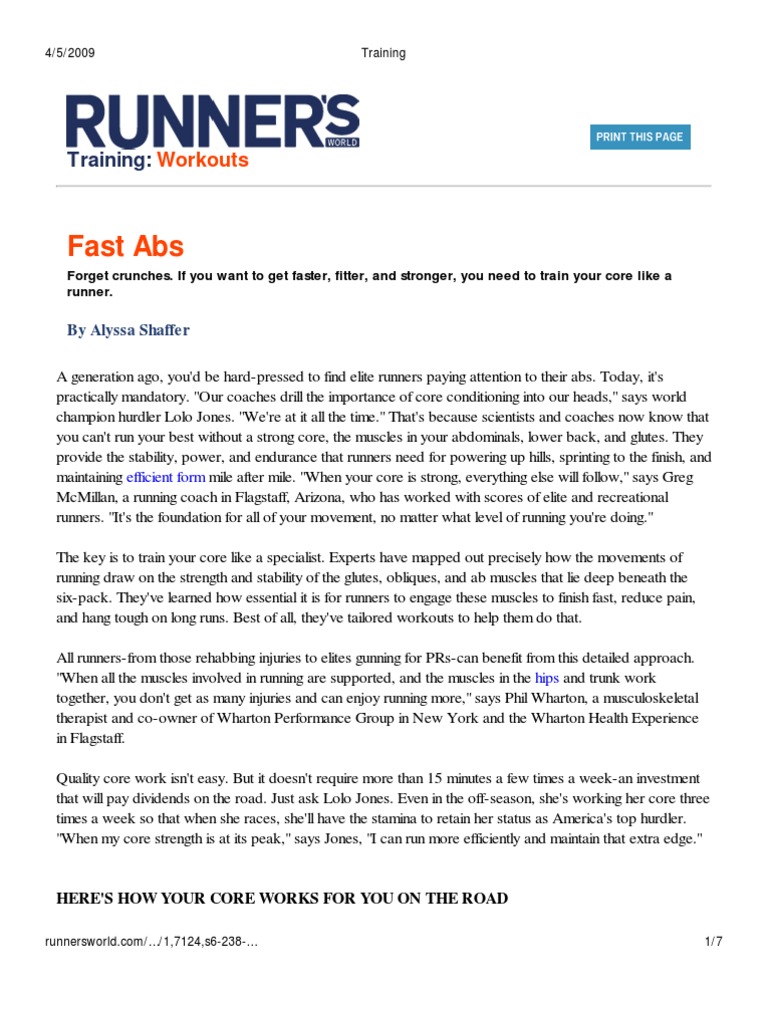 Core Training | PDF | Running | Knee